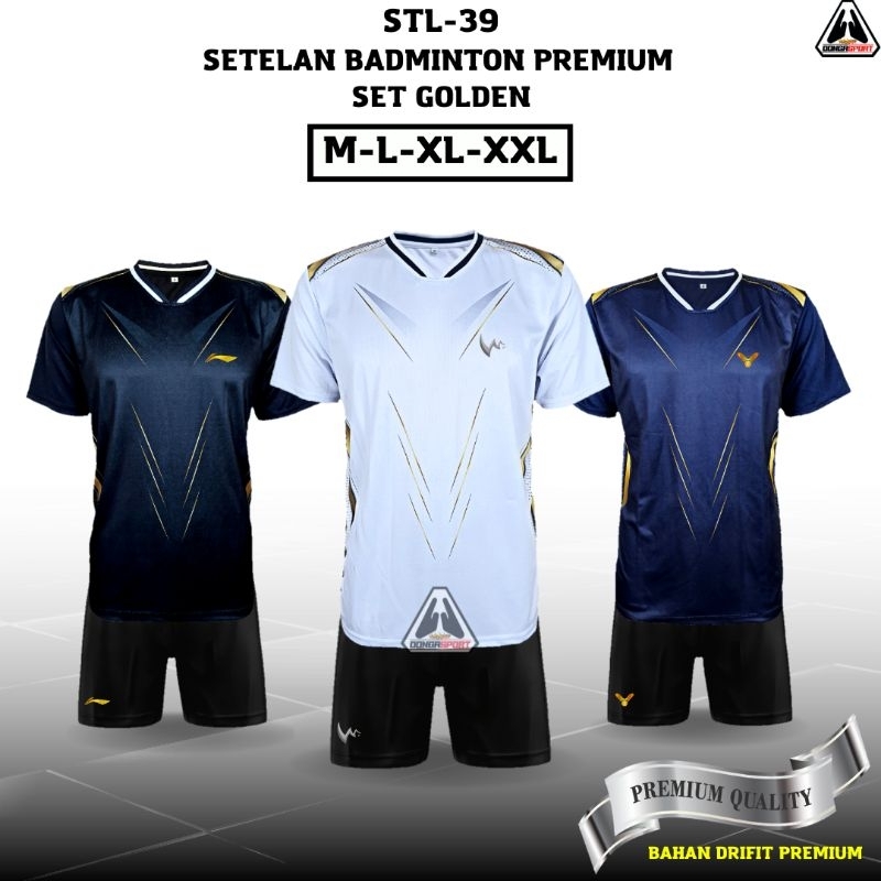 Jual STL 39 SET GOLDEN Setelan Badminton Premium Dewasa Setelan ...