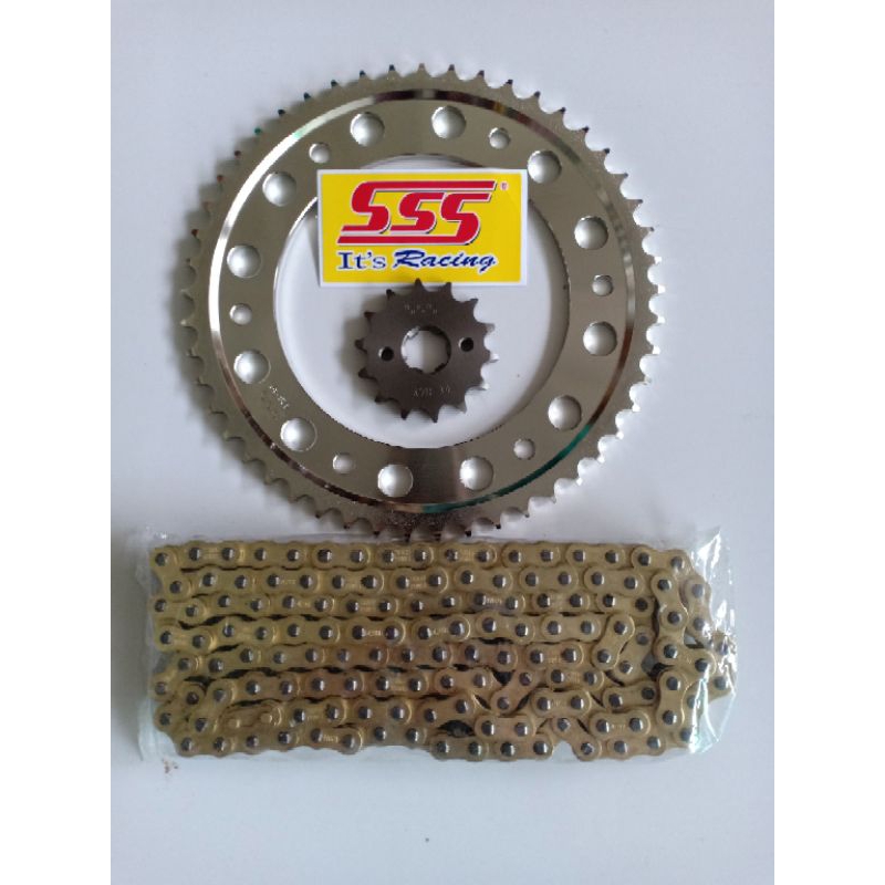 Jual gear gir set sss 428 rantai gold Crf 150 Crf 150L uk 47 48 49 50 ...