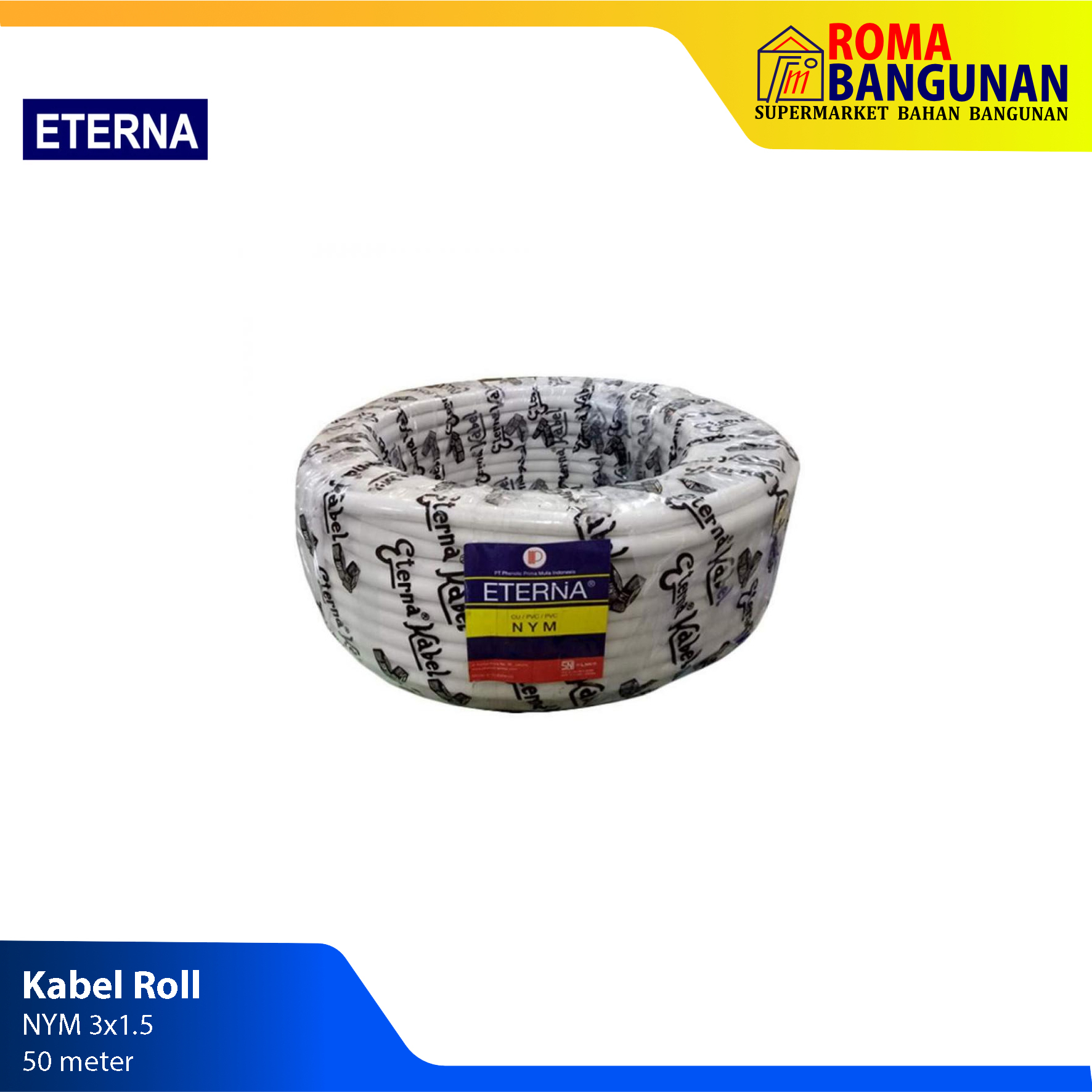 Jual Eterna Kabel Listrik Roll NYM 3x1.5MM / 3x1.5 MM / 3 x 1.5 | Shopee Indonesia