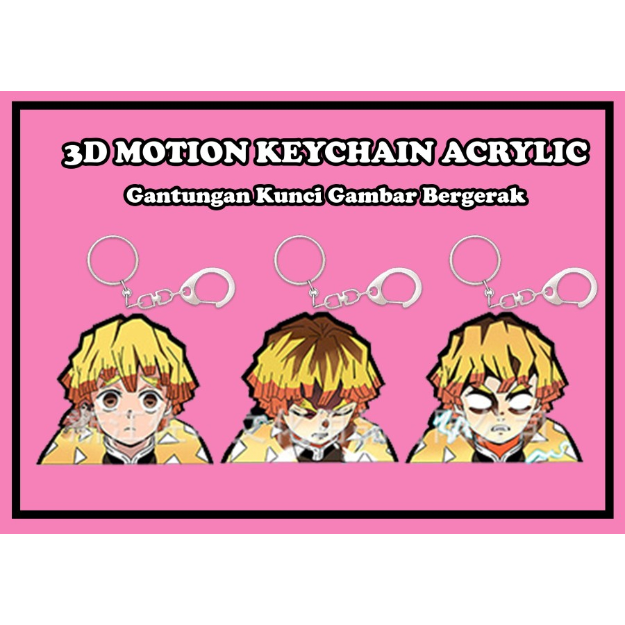 Jual Zenitsu Kimetsu no Yaiba 3D Motion Keychain /Gantungan Anime ...