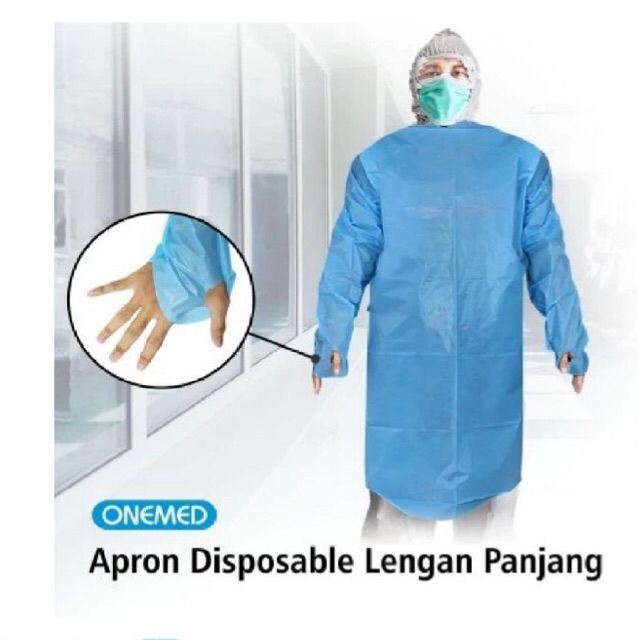 Jual APRON PANJANG BIRU DISPOSIBLE ISI 10 PCS ONEMED PER BOX Celemek ...
