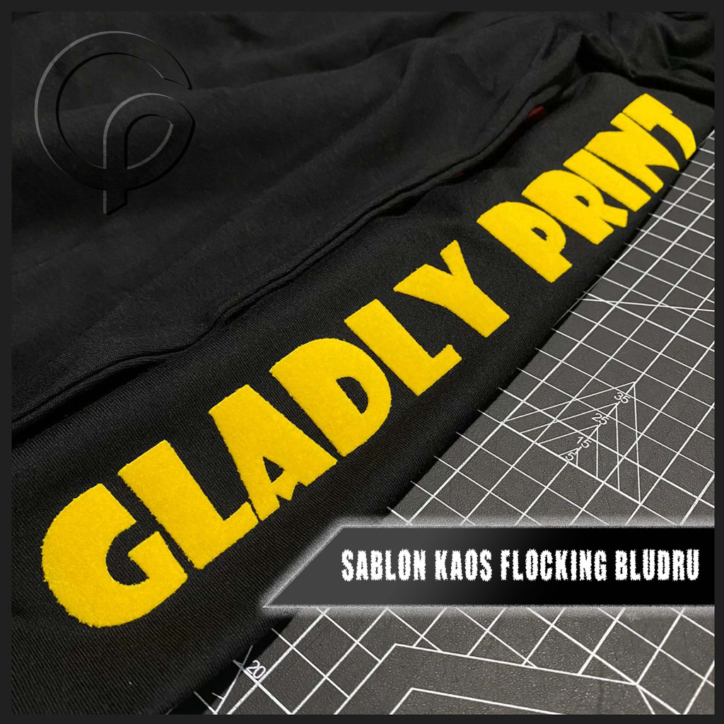 Jual SABLON KAOS POLYFLEX FLOCKING BLUDRU SATUAN LUSINAN BEBAS DESAIN ...