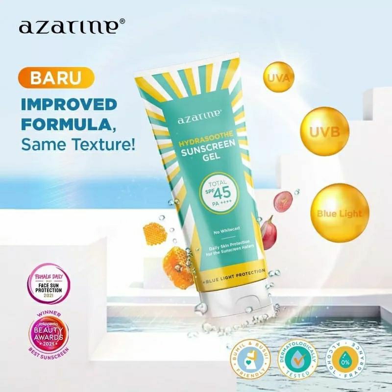 Jual Azarine hydrasoothe SUNSCREEN Gel spf 45PA++++ / SUNSCREEN AZARINE ...