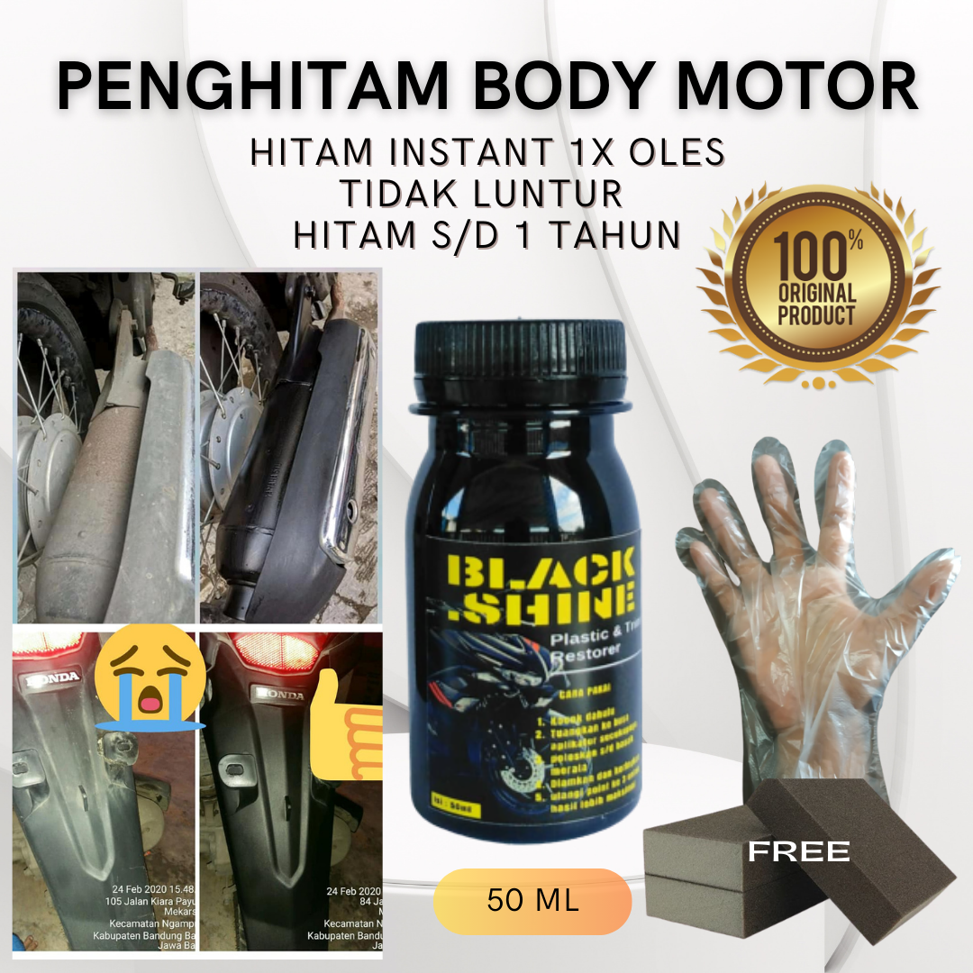Jual penghitam bodi motor permanen original black shine 50ml | Shopee ...