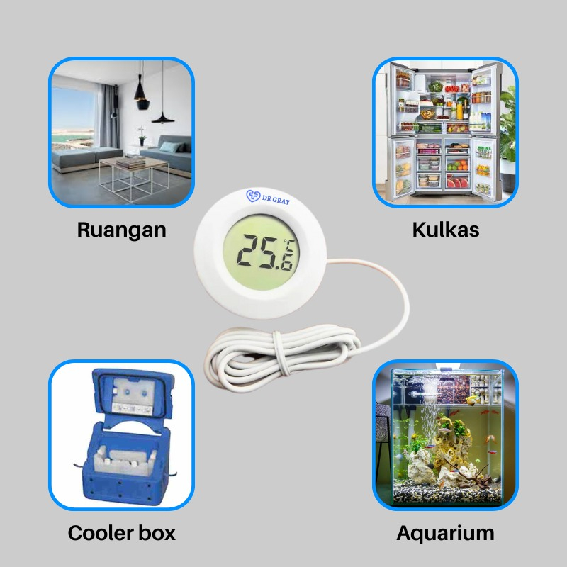 Jual Termometer Kulkas Chiller Digital Bulat LCD Display Pengukur Suhu ...