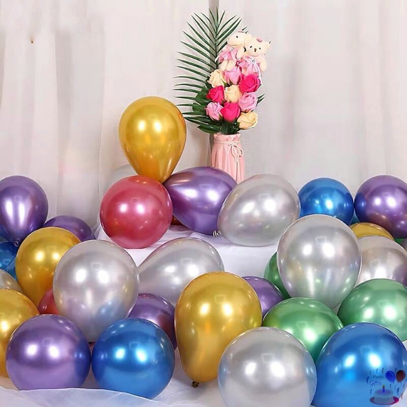 Jual Balon Latex Metalik Warna-warni ukuran Besar 12 inch lengkap ulang ...