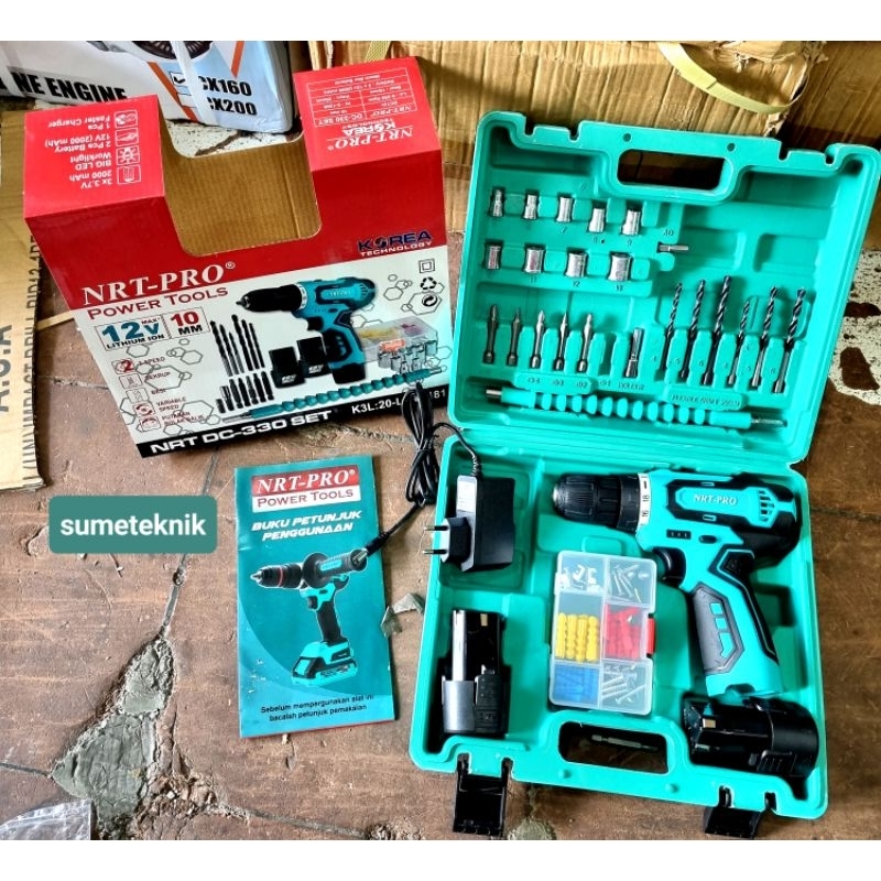 Jual Bor Cas DC330 SET NRT-PRO DC330 Set Cordless Drill 10MM 2 Batre ...