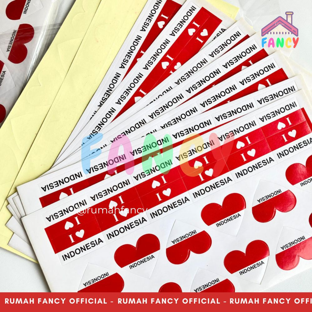 Jual 1 LEMBAR Sticker I Love Indonesia isi 24 PCS / Stiker Pipi Hati ...