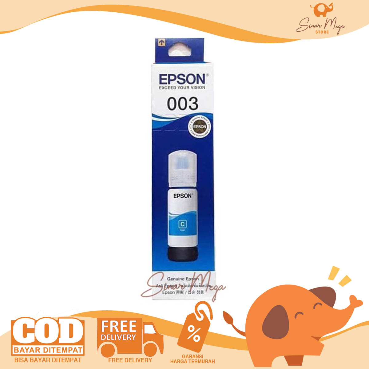Jual Epson Tinta 003 Cyan 65ml/ Isi Tinta Printer Biru Original ...