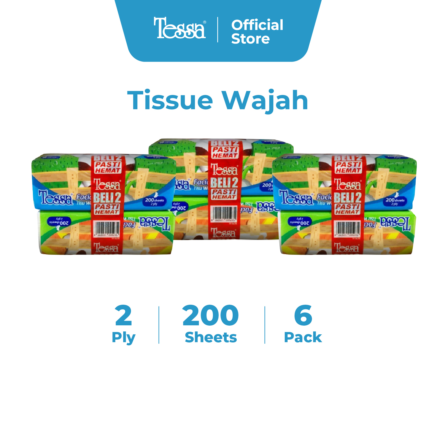Jual Buy 3 get 6 - Tessa Facial Tissue Character 200 sheet 2 ply ...