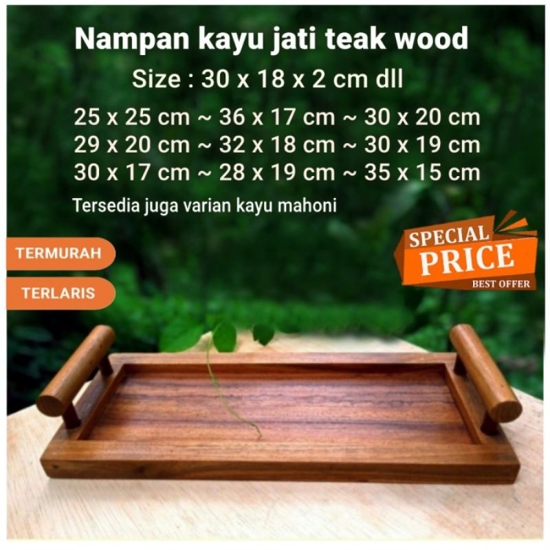 Jual Nampan kayu jati premium teak wood 30x18x2 cm wooden tray nampan ...