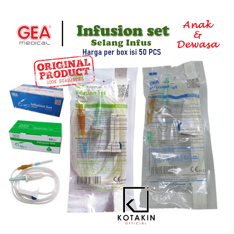 Jual 1BOX isi 50pcs - Selang Infus / infuset / Infusion set GEA ...