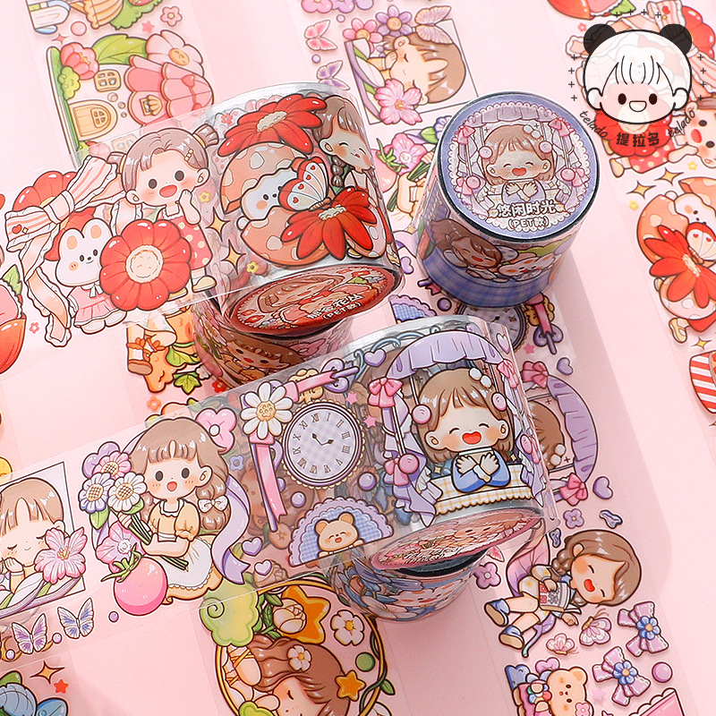 Jual PET Tape stiker aesthetic Motif karakter kartun lucu perempuan ...