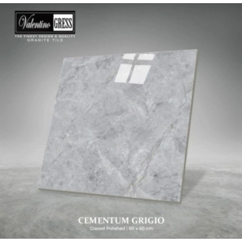 Jual Granit Marmer 60x60 VALENTINO GRESS Cementum grigio glazed ...