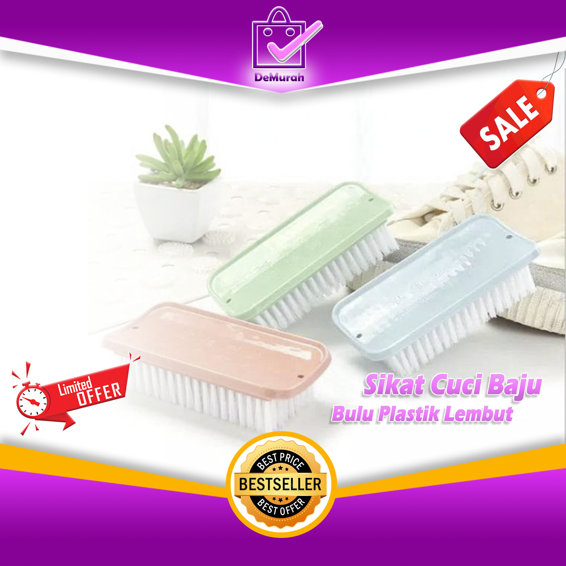 Jual Sikat Cuci Baju Sepatu Bulu Plastik Lembut - Sikat Plastik 0904 ...