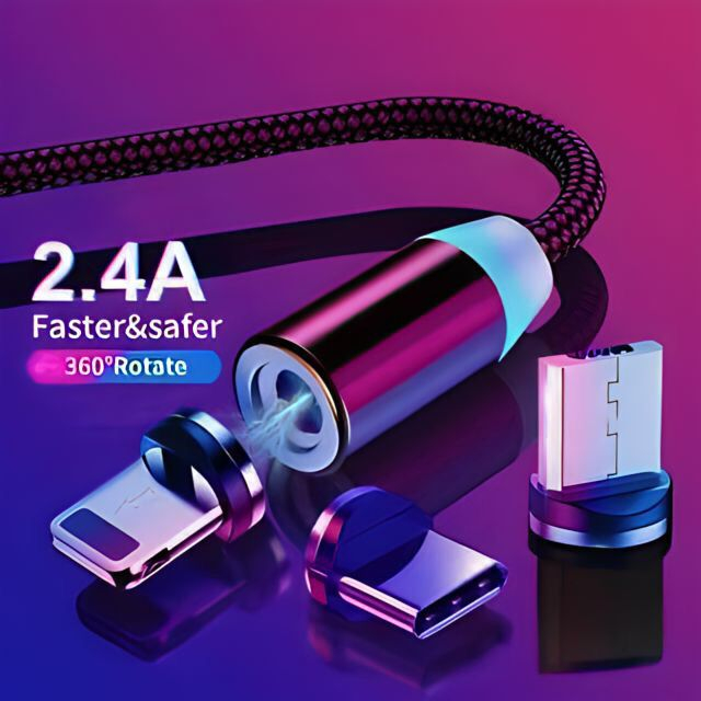 Jual Magnetic Charger Cable 3 in 1 Lightning Micro Type-C USB Kabel Cas ...