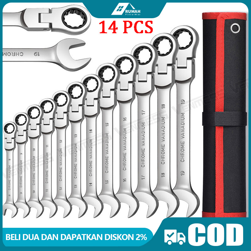 Jual Kunci Ring Pas Set 8-24mm Combination Spanner Wrench Bahan Cr-v ...