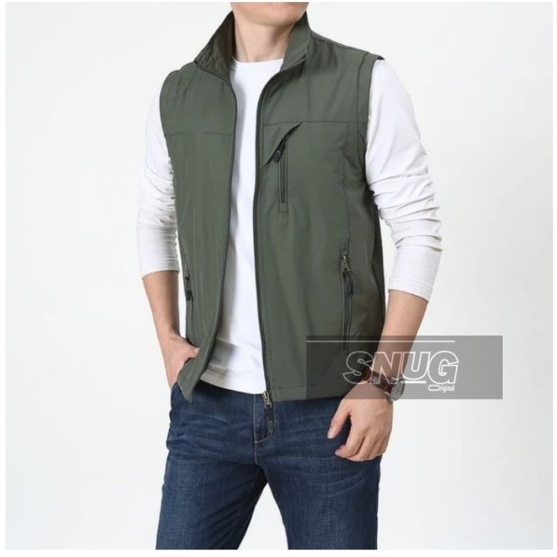 Jual Rompi outdoor pria bahan soft parasut taslan/ rompi lapangan ...
