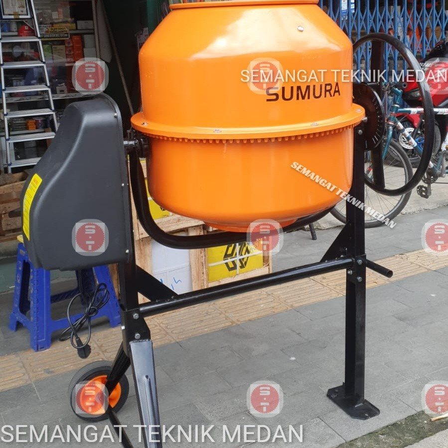 Jual MESIN MOLEN PENGADUK ADUK SEMEN LISTRIK CONCRETE MIXER 180L SUMURA | Shopee Indonesia
