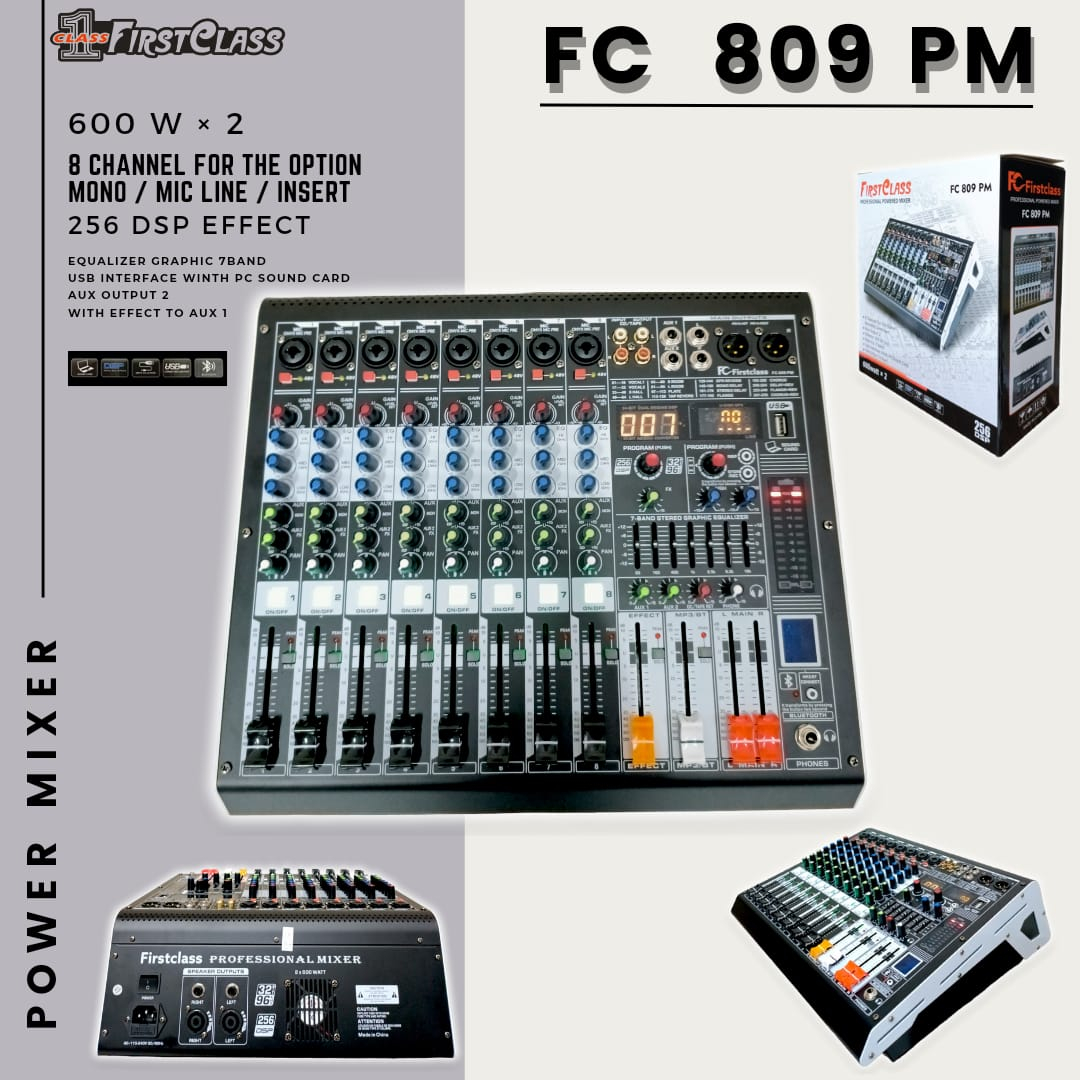 Jual POWER MIXER FIRSTCLASS FC 809 PM | mikser 8 channel FC 809PM Power ...