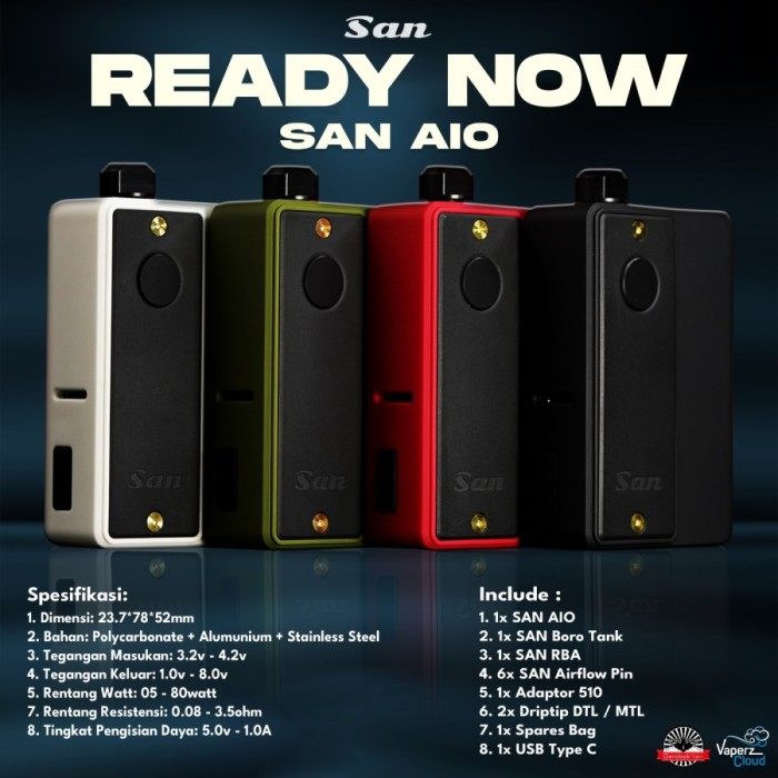 Jual SAN AIO 80w KIT by 100% AUTHENTIC BY GEROBAK VAPOR X VAPOR CLOUD ...