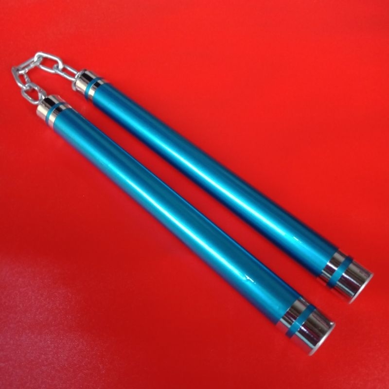 Jual nunchaku aluminium mini 24cm swivel premium biru metalik freestyle ...