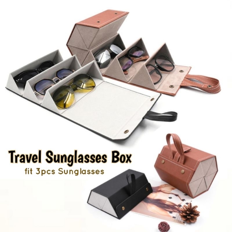 Jual Travel Sunglasses Box with 3 Slot / Pouch Kacamata Travel 3in1 ...