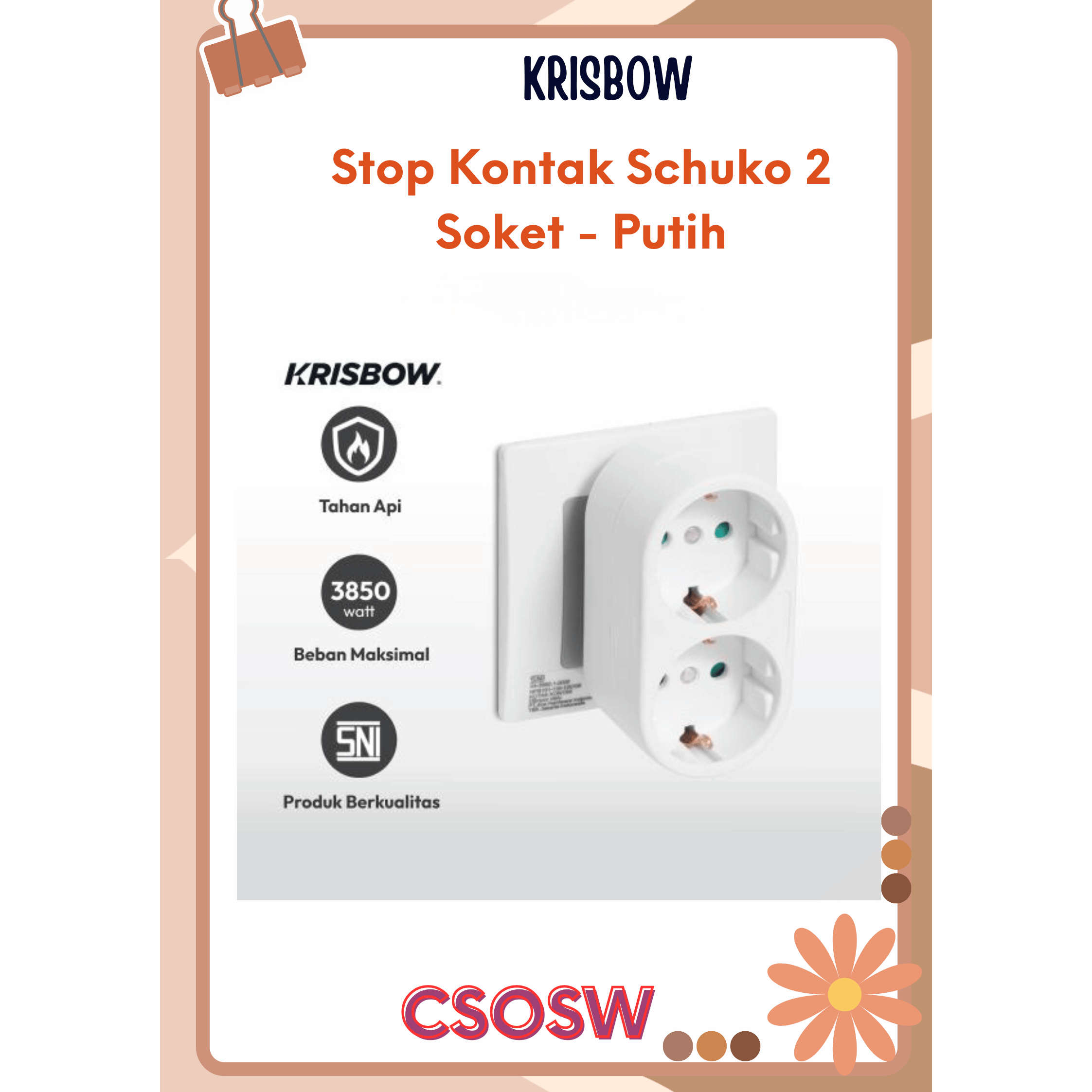 Jual Krisbow Stop Kontak Schuko 2 Soket - Putih Socket Listrik Colokan ...