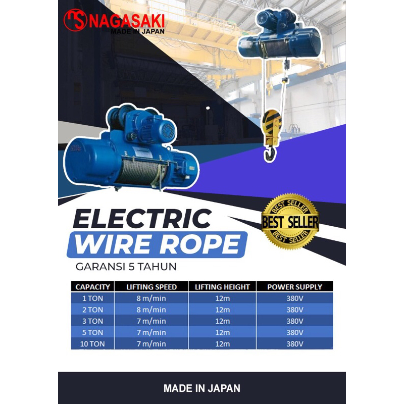 Jual ELECTRIC WIRE ROPE HOIST 10 TON X 12 METER (JAPAN QUALITY ...