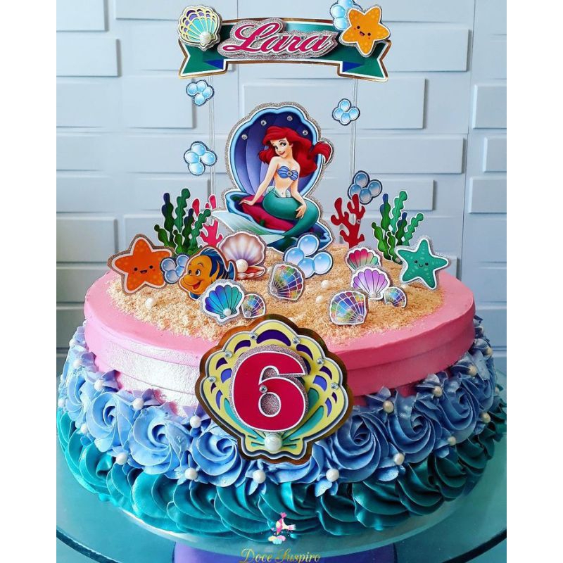 Jual Topper Cake Custom Nama Tema Mermaid Ariel / baner kue ultah ...