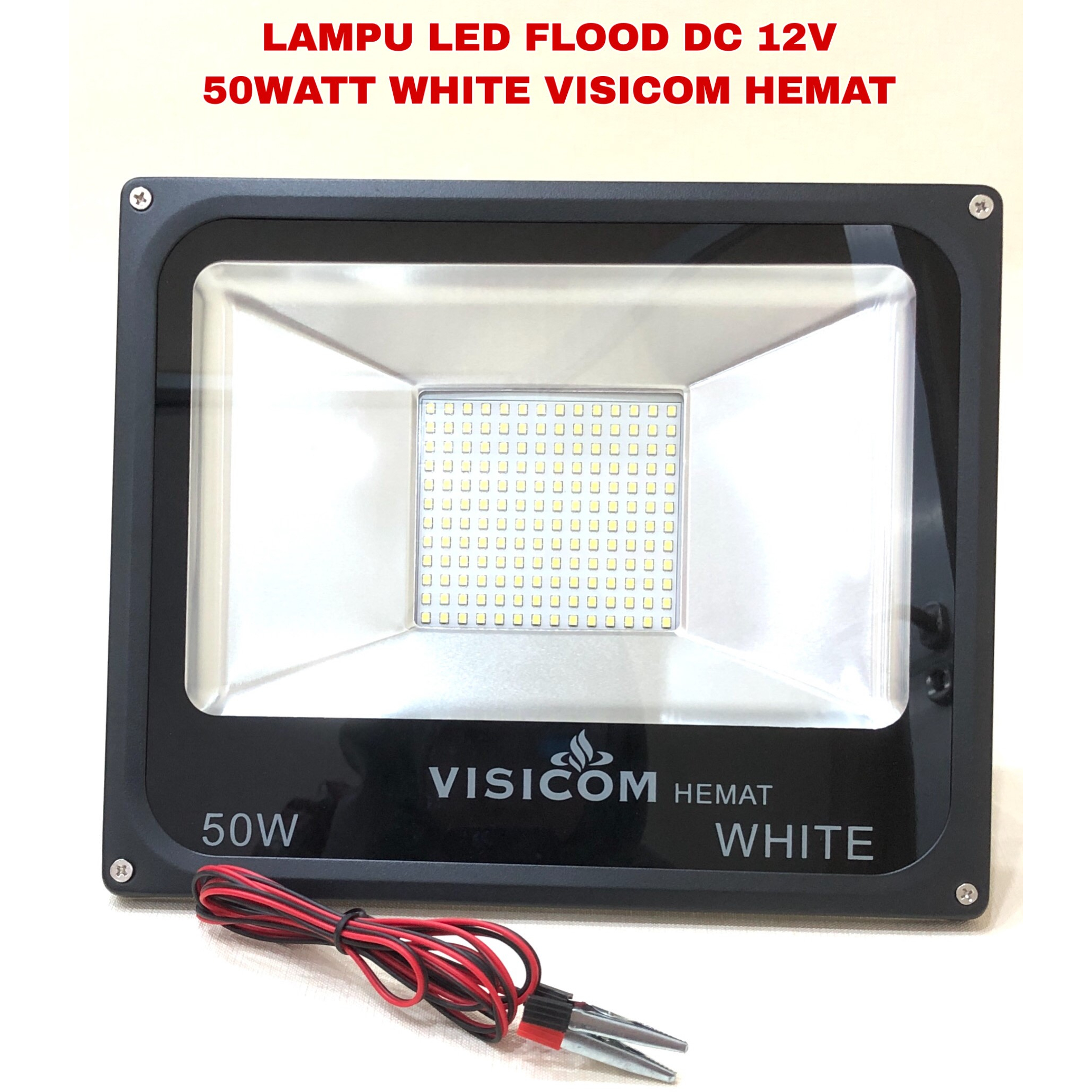 Jual Lampu LED Flood Light DC 12V 50 Watt White Hemat Visicom | Shopee ...
