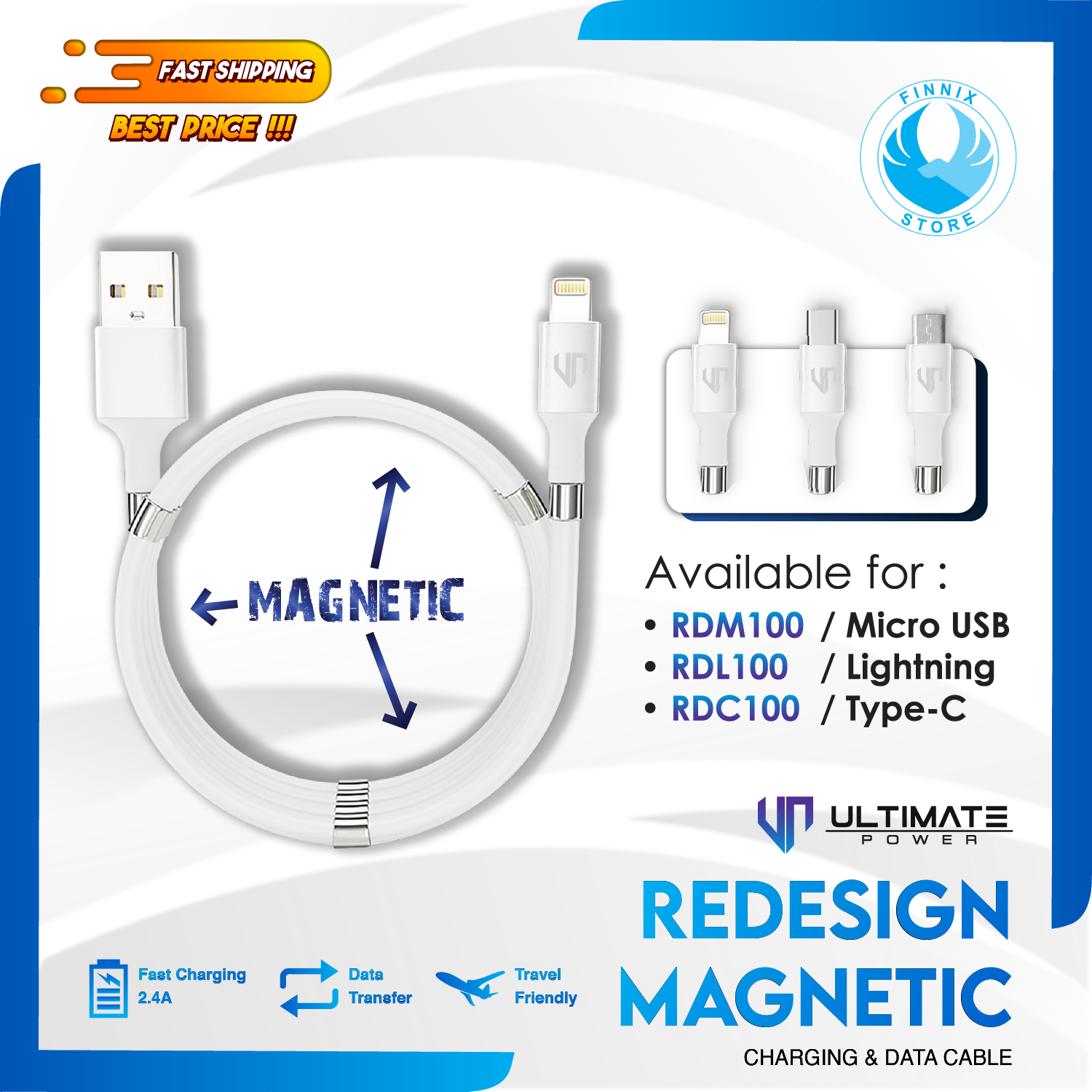 Jual Kabel Data Charger Ultimate Power Redesign Magnetic Coil Cable ...