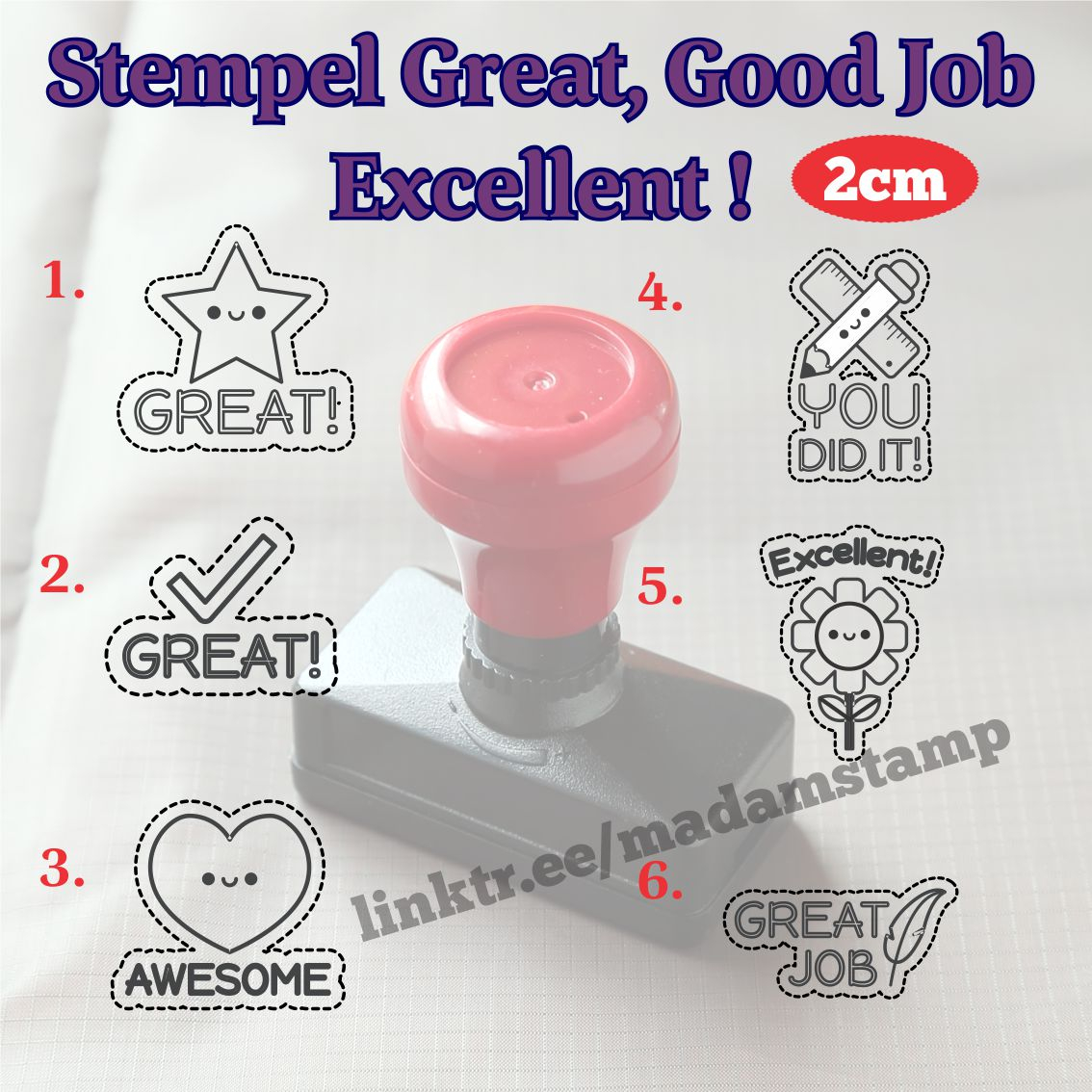 Jual stempel nilai guru 2cm great good job awesome excellent sekolah tk ...