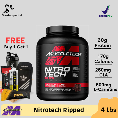 Jual Muscletech Nitrotech Ripped 4 Lbs Whey Protein Ripped | Shopee ...