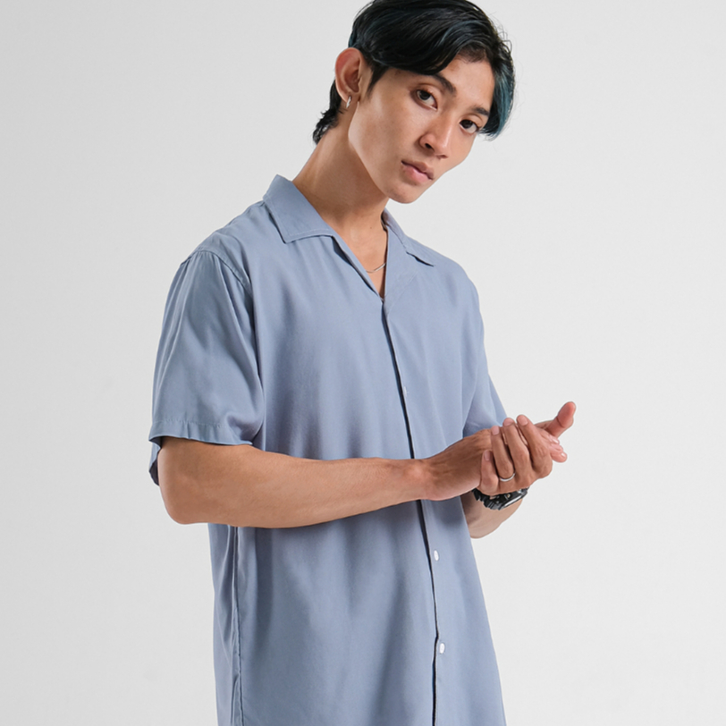 Jual Hamata Studios - ALPEN Bowling Shirt Steel Blue | Shopee Indonesia