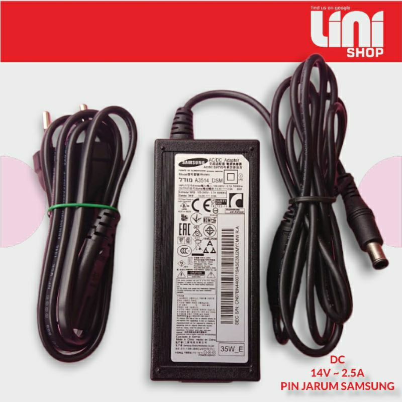 Jual Adaptor Charger Monitor TV Samsung 14v - 2,5A 35w ori Samsung ...