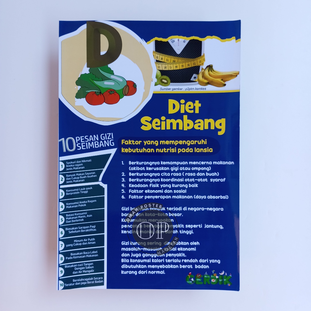 Jual Poster CERDIK Diet Seimbang (D) - Poster Lansia PTM - Poster ...