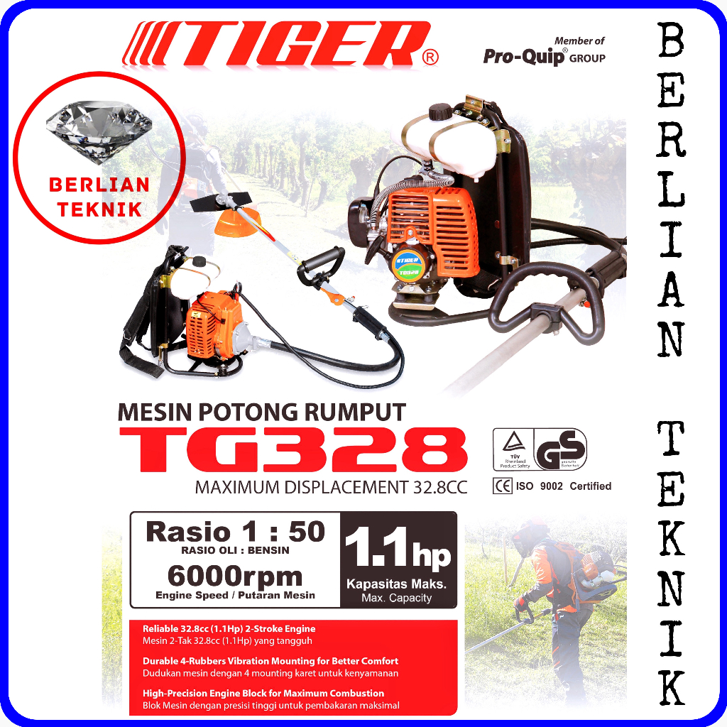 Jual Mesin Potong Rumput Brush Cutter Tiger TG 328 / 2 Tak | Shopee ...