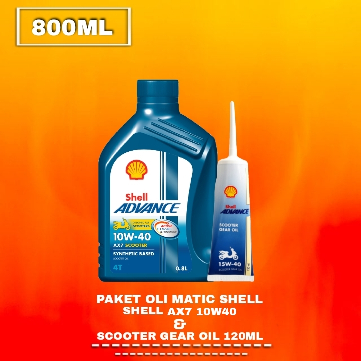 Jual Paket Shell Advance AX7 Scooter 10W40 MB 800ml Oli Matic + Oli ...