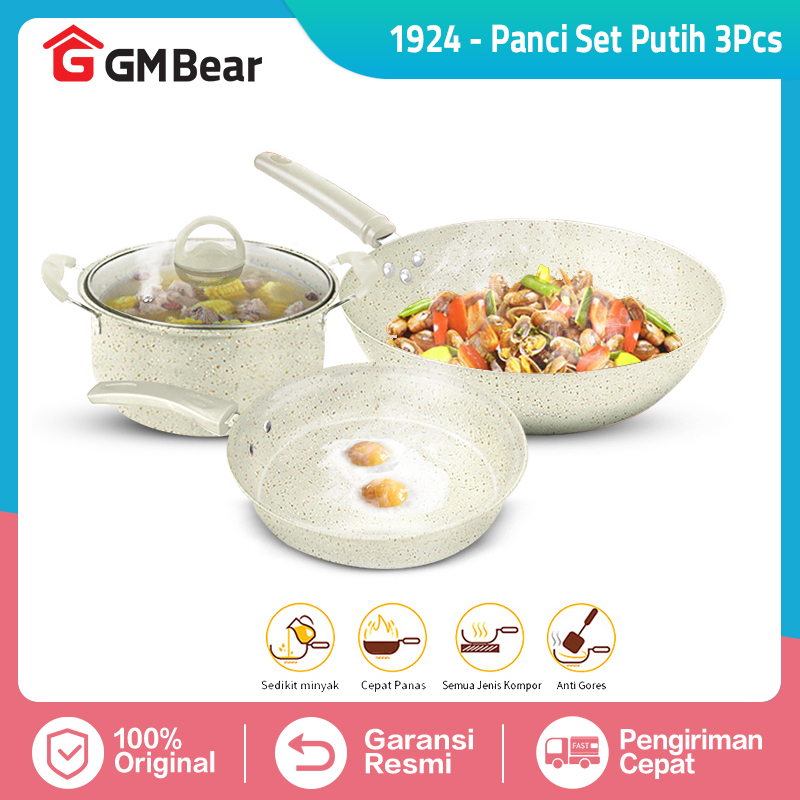 Jual GM Bear Panci Wajan Set isi 3pcs 1924 - Arria Panci Penggorengan Set | Shopee Indonesia