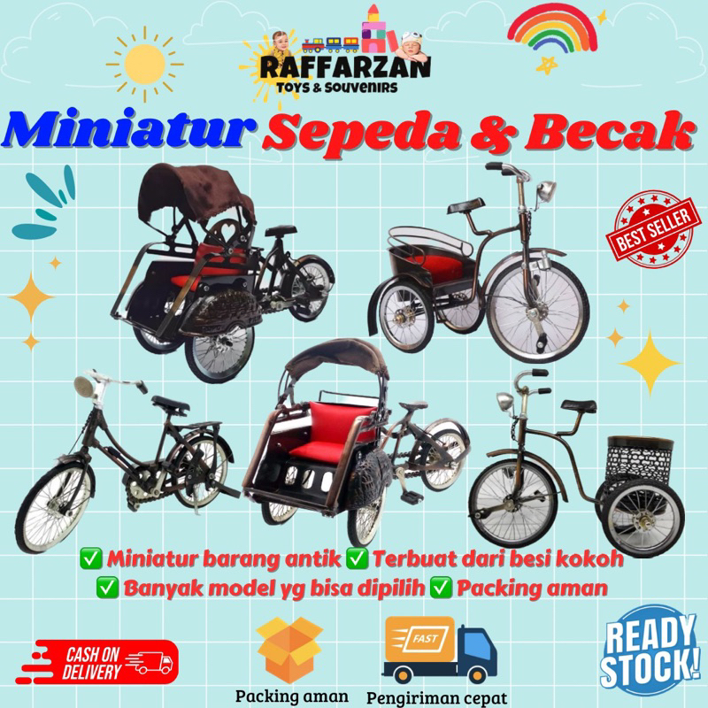 Jual Miniatur Sepeda Miniatur Becak Antik Pajangan Hiasan Meja Barang ...