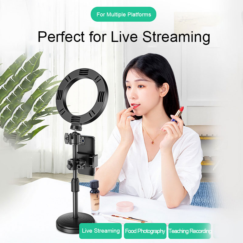 Jual Mobile Phone Live Streaming Stand 360 Degree Rotating Selfie Phone ...