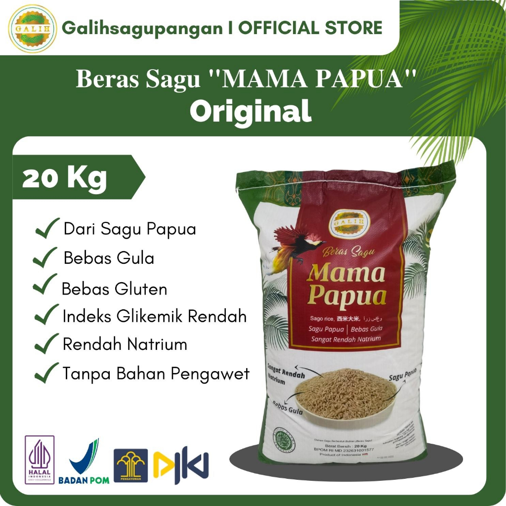 Jual Beras Sagu Mama Papua Original Kemasan 20 Kg | Shopee Indonesia