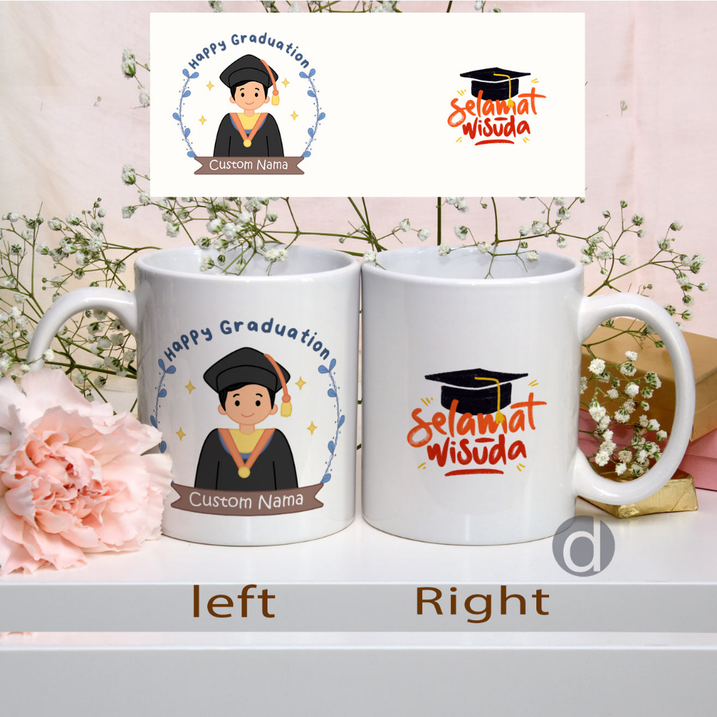 Jual Mug Gelas Wisuda Happy Graduation Custom Nama | Shopee Indonesia