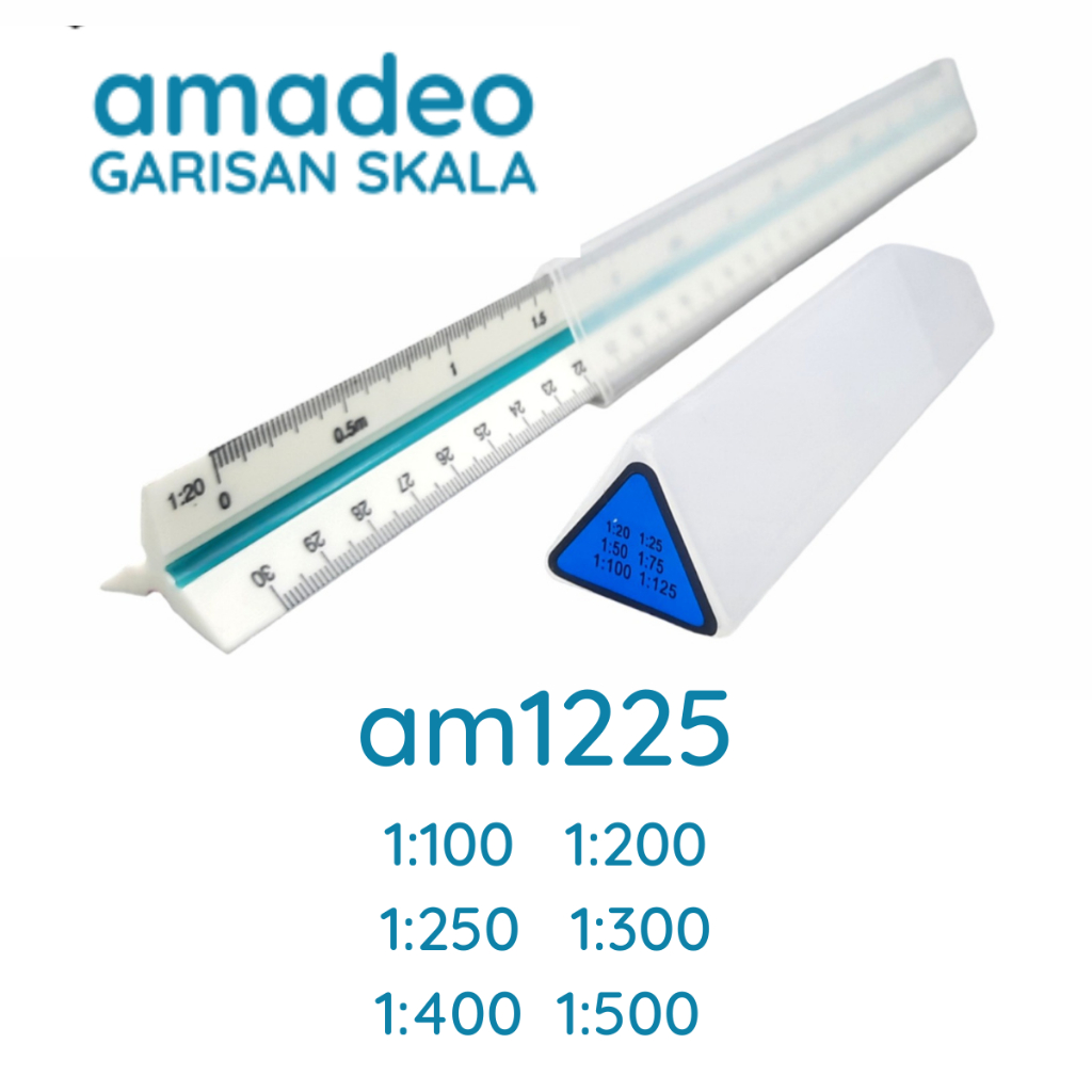 Jual Amadeo Scale Ruler 30 cm - Penggaris Skala Segitiga Arsitek ...