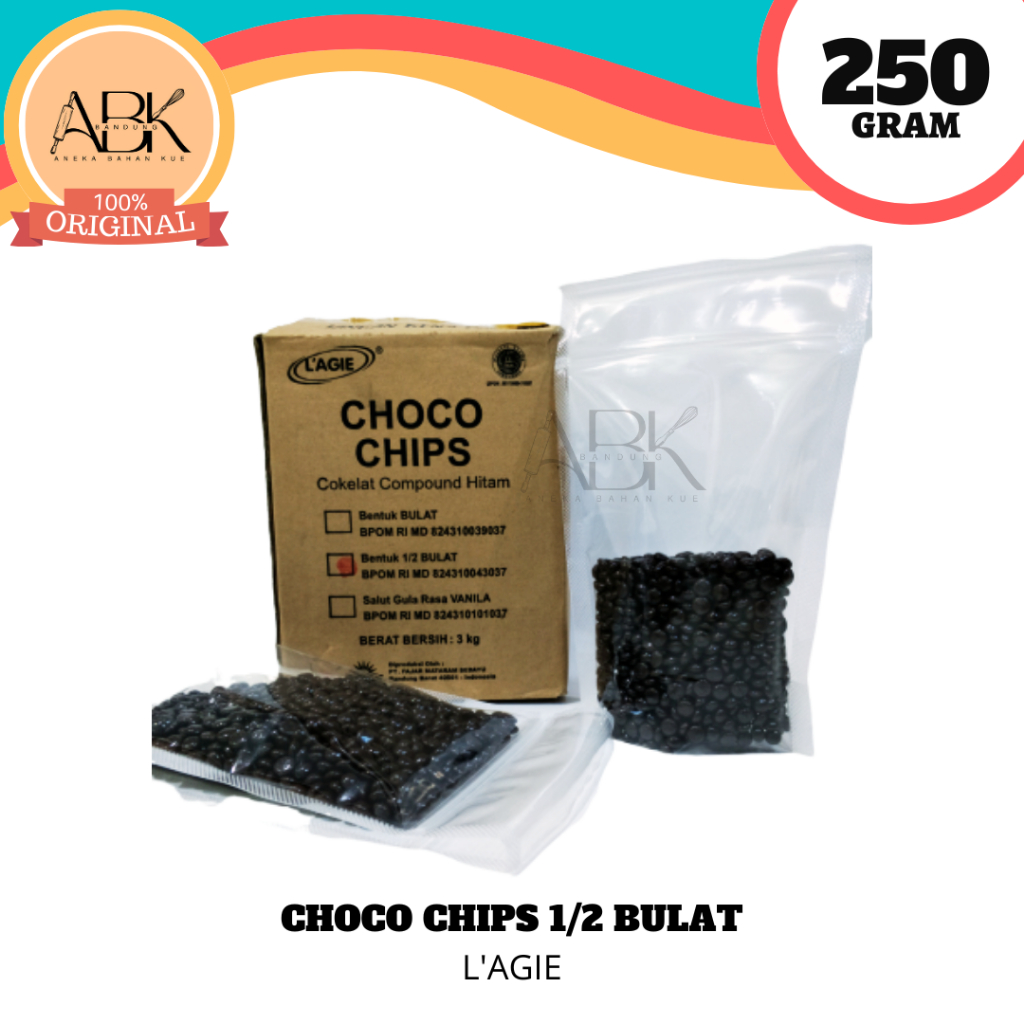 Jual CHOCO CHIPS 1/2 BULAT L'AGIE 250GR / COKLAT CHIP / COKELAT CHIP ...