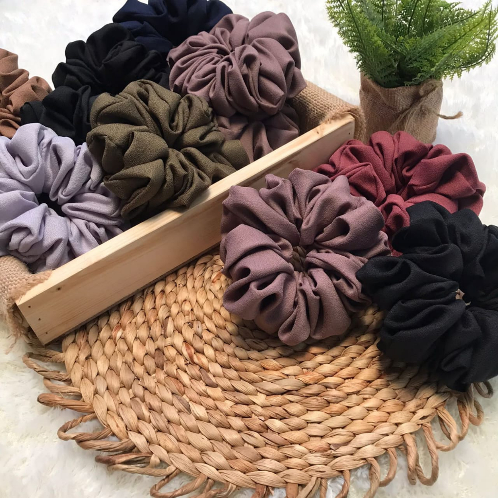 Jual Ikat Rambut Scrunchie Polos Premium | Shopee Indonesia