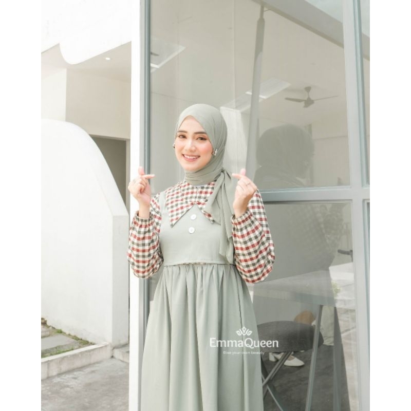 Jual Emmaqueen Taera Dress Gamis Motif kotak Muslim Syari | Shopee Indonesia