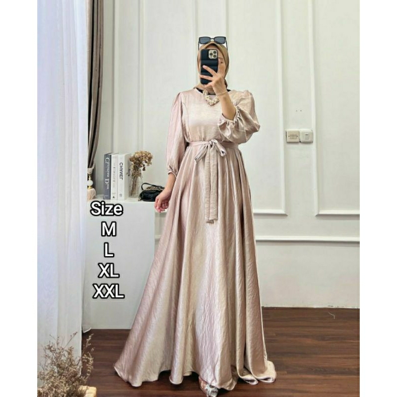 Jual COD Xevia dress Bahan Santorini silk Gamis jumbo Gamis polos Gamis kekinian Gamis maxy ...