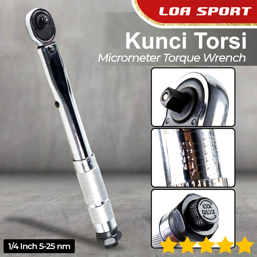 Jual Torque Wrench Kunci Sok Torsi Momen Micrometer 2 Arah 1/4 Inch 5 ...
